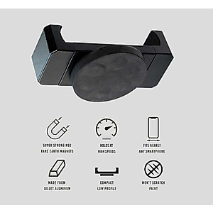 FREAKMOUNT Magnetic Motorcycle Phone Mount - Harley Davidson Accessories - Premium Billet Aluminum Holder for Gas Tank or Any Magnetic Surface, High-Speed Magnets - Fits Most Phones, Black