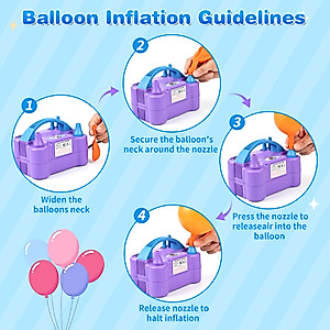 NuLink Electric Portable Dual Nozzle Balloon Blower Pump Inflation for Decoration, Party [110V~120V, 600W, Purple]