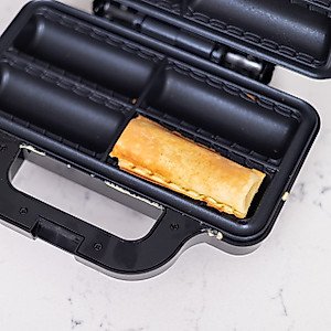 Lumme Sausage Roll Maker, Snack Maker, Delicious Pizza Pockets, Hot Dogs in Blanket, Hot Apple Pie, Chocolate Roll, Sausage Rolls, Fits 4, Non-stick, Make Quick, and savory meals Black