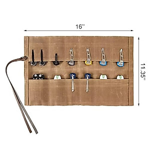 Knife Display Bag with 12 Slots Pocket Knives,Folding Knife Holder Organizer,Knives Roll Collection Protector Bag,Tactical Outdoor for EDC Mini Knife Bags (Khaki)