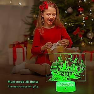 JunHang Harry Gifts Night Light for Kids Hogwarts Castle 3D Illusion Lamp 16 Colors Changing with Remote Control Cool Stuff Magic Gifts for Boys Girls Christmas Birthday