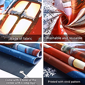 Christmas Decorations Merry Christmas Door Cover Christmas Background Banner Xmas Door Hanging Covers Photo Booth Props for Christmas Party Decorations Supplies, 70.9 x 35.4 Inch (Classic Style)