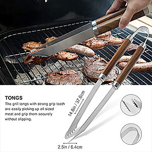 grilljoy 30PCS BBQ Grill Tools Set with Thermometer and Meat Injector. Extra Thick Stainless Steel Fork, Tongs& Spatula - Complete Grilling Accessories in Portable Bag - Perfect Grill Gifts for Men