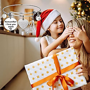 Ursteel Gifts for Mom, Letter C Initial Bracelets Mom Birthday Gifts from Daughters Best Mom Gifts Remember I Love You MOM Charm Bracelets Mothers Day for Mom Birthday Gifts for Mom