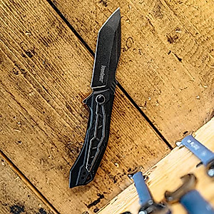 Kershaw Flatbed Pocket Knife, Black 3.125 inch Blade with SpeedSafe Opening Mechanism, Glass Filled Nylon Handle with Liner Lock and Pocketclip