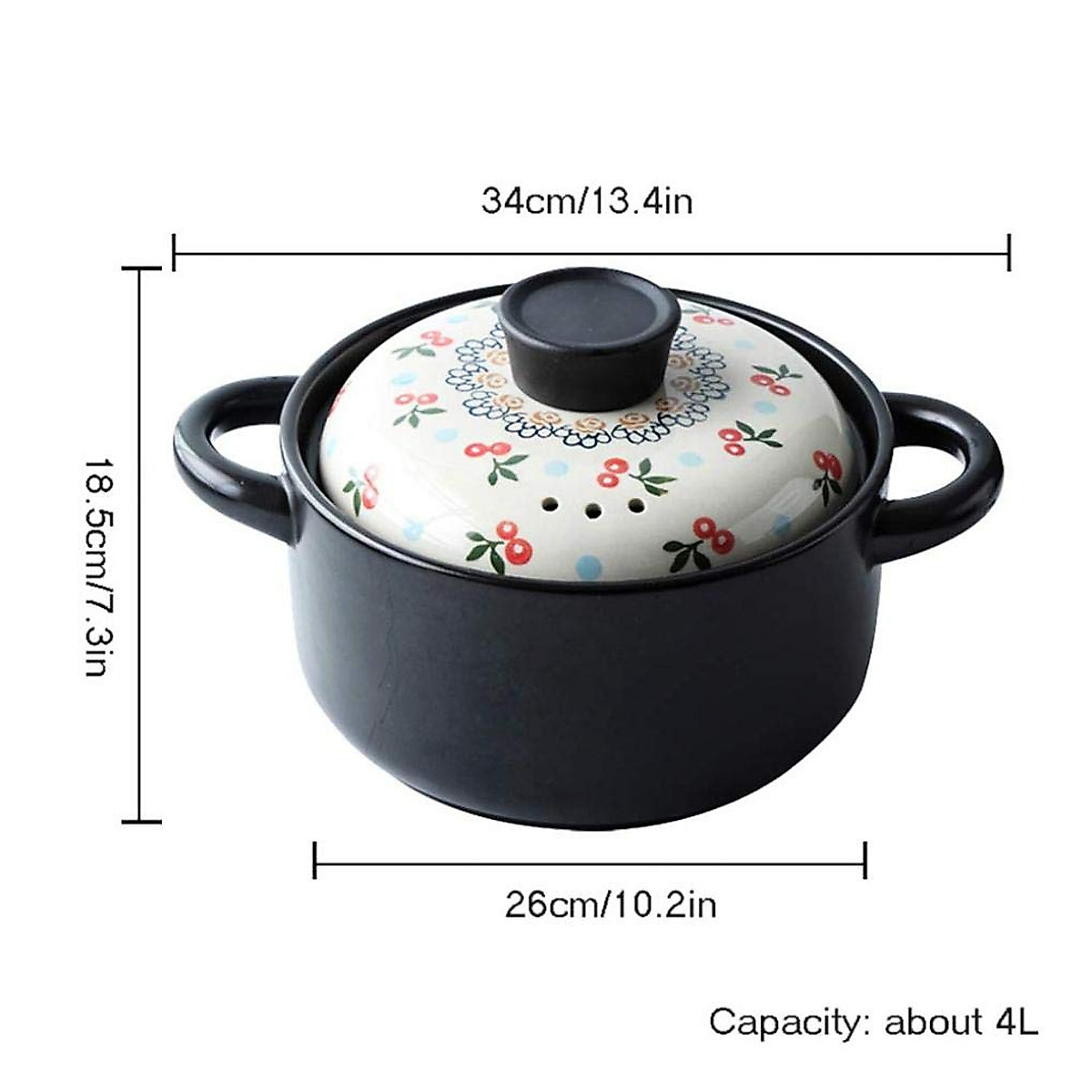 MYYINGBIN Ceramics Casserole with Lid Handles, Tagine Cooking Pot High Temperature Pots and Pan, Housewarming Gift, F