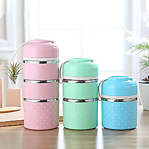 TiLeMiun Stackable Bento Lunch Box,Stainless Steel Lunch Containers With Lunch Bag & Utensil,Portable Leakproof Food Containers For Adults Kids School Picnic (Blue)