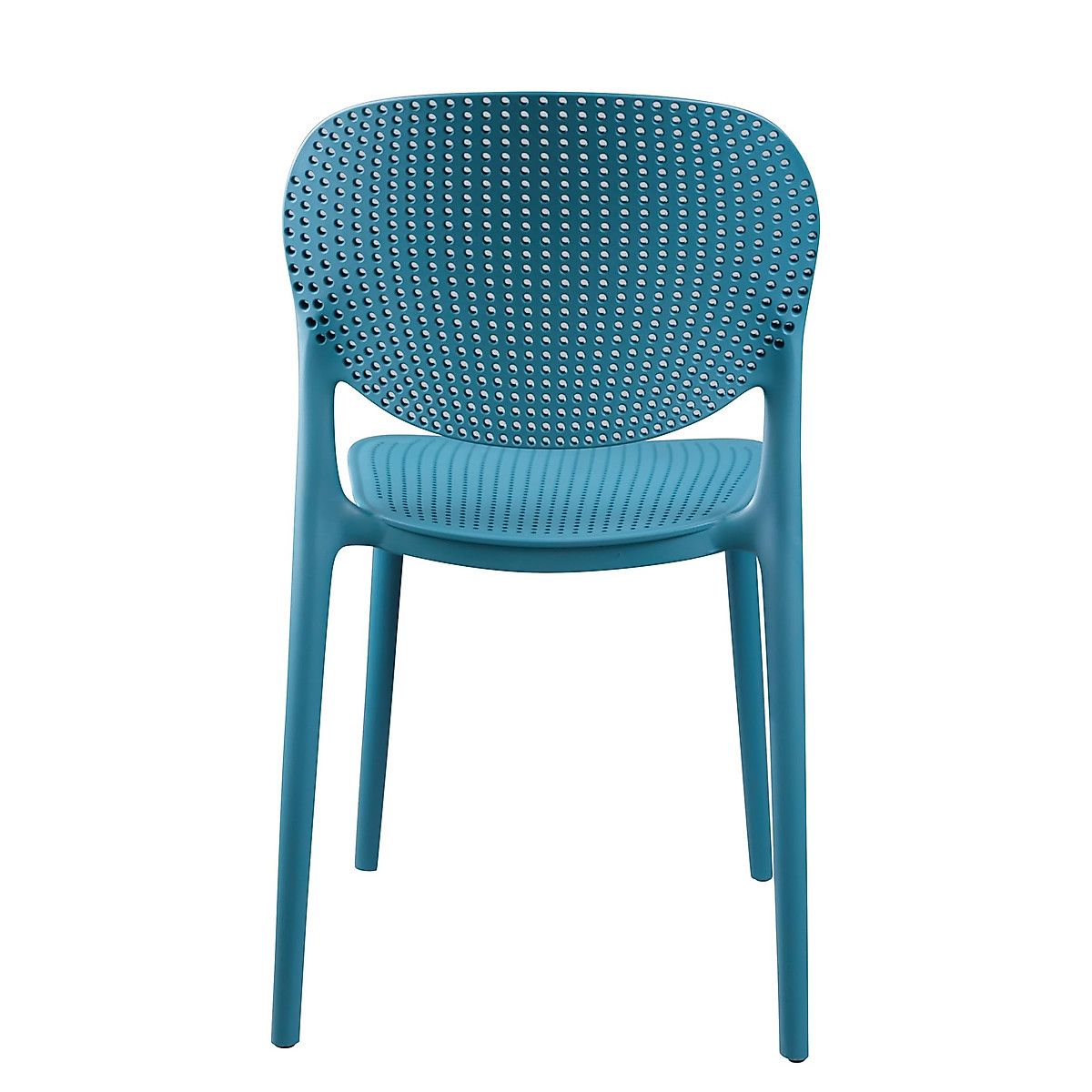 CozyBlock MESH Perforated Stackable Dining Chair for Both Indoor and Outdoor – Set of 4 (Teal Blue)