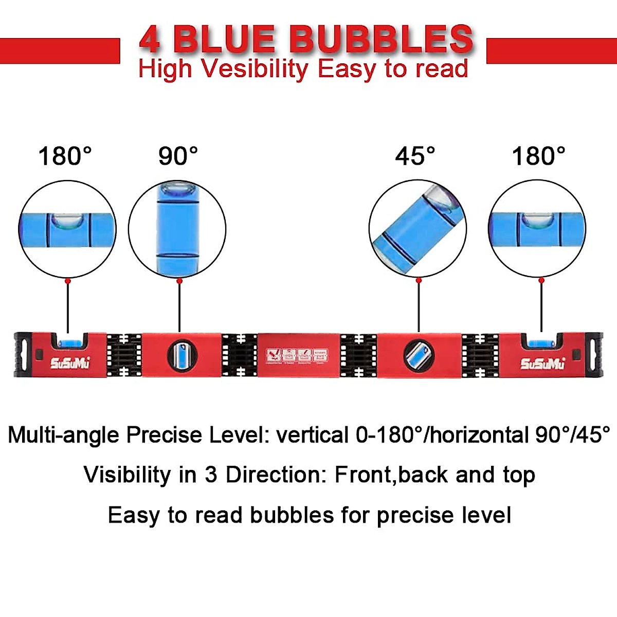 NEW UPGRADE Magnetic Level Tool Multi-Function Bubble Level 5-28inch Folding Level Small Mini Spirit Leveler Foldable Into Toolbox, Angle Line Leveling for Craftsman Construction Woodworking