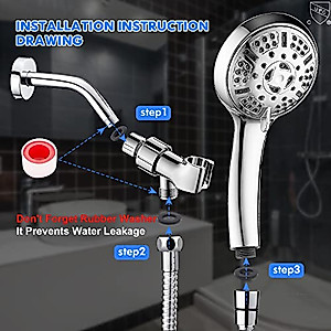RVIEN SHOWER High Pressure 9 Functions Shower Head with Handheld,A High-Flow Shower Head for Low Water Pressure Situations with Hose Adjustable Bracket Rubber Washers