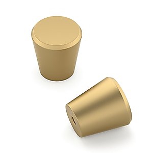 homdiy 5 Pack Brushed Brass Cabinet Knobs Gold Dresser Drawer Round Knobs for Kitchen Cabinet Hardware