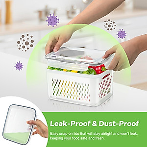 TBMax Fruit Storage Containers for Fridge - 3 Pack Large Produce Saver Containers Fridge Organizers with Airtight Lid & Colander, Vegetable Storage Lettuce Keepers Berry Containers for Refrigerator