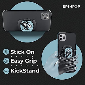 Tim Burtons The Nightmare Before Christmas Jack and Sally Slim Grip for Phone- Ultra Slim Phone Grip Finger Holder with Pop Up Mode Doubles as Phone Stand- Jack Skellington Phone Holder for Hand