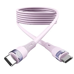 Nillkin USB C to USB C Cable, [Liquid Silicone, 4FT], 60W Type C Fast Charging Cable for iPhone 15/15 Pro/15 Plus/15 Pro Max, Samsung Galaxy S23, iPad Pro 2021, iPad Air 4, MacBook Pro 2020 Purple