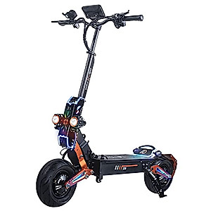D5 Foldable Electric Kick Scooter High Power Dual Drive 5000W Motor Max Speed 60-70KM/H 12" Vacuum Off-Road Tire 48V 35AH Large Battery 37-74 Miles with Dual Hydraulic Shock