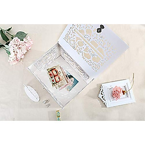 Artmag Wedding Money Box Holder with Sign, Large Rustic Wood Wooden Envelop Gift Card Boxes with Lock Slot for Reception Anniversary Party Parties White