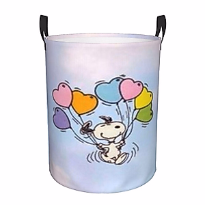 sn-oopy Storage Basket Circular Hamper with Handle Foldable Laundry Basket for Bedroom Bathroom Living RoomSmall