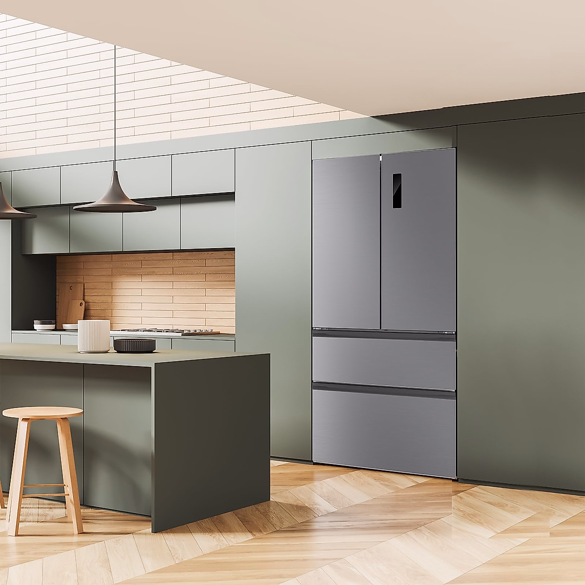 DYTesa 33 Inch Large Capacity French Door Refrigerator, 18.75 cu.ft Refrigerator with 2 Doors & 2 Drawers, Full Size Bottom Freezer Kitchen Fridge, Automatic Defrost, LED Lighting