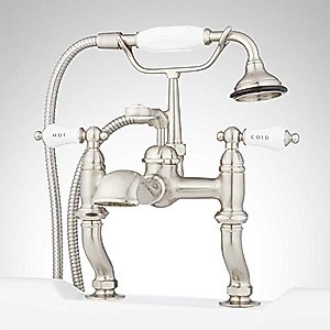 Signature Hardware 906537 Glenwood Deck Mounted Roman Tub Filler with Variable Couplers- Includes Telephone Style Hand Shower