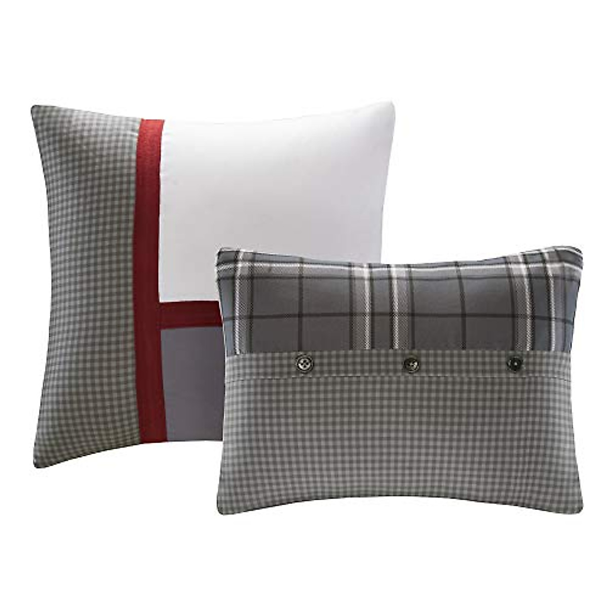 Intelligent Design Daryl 5 Piece Plaid All Seasons PrintComforter Set, Full/Queen, Grey - Ultra Soft Microfiber Teen Bedding