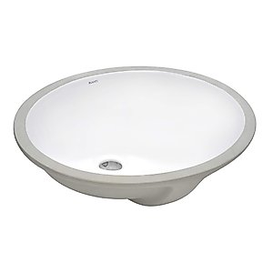 Ruvati 16 x 13 inch Undermount Bathroom Vanity Sink White Oval Porcelain Ceramic with Overflow - RVB0616