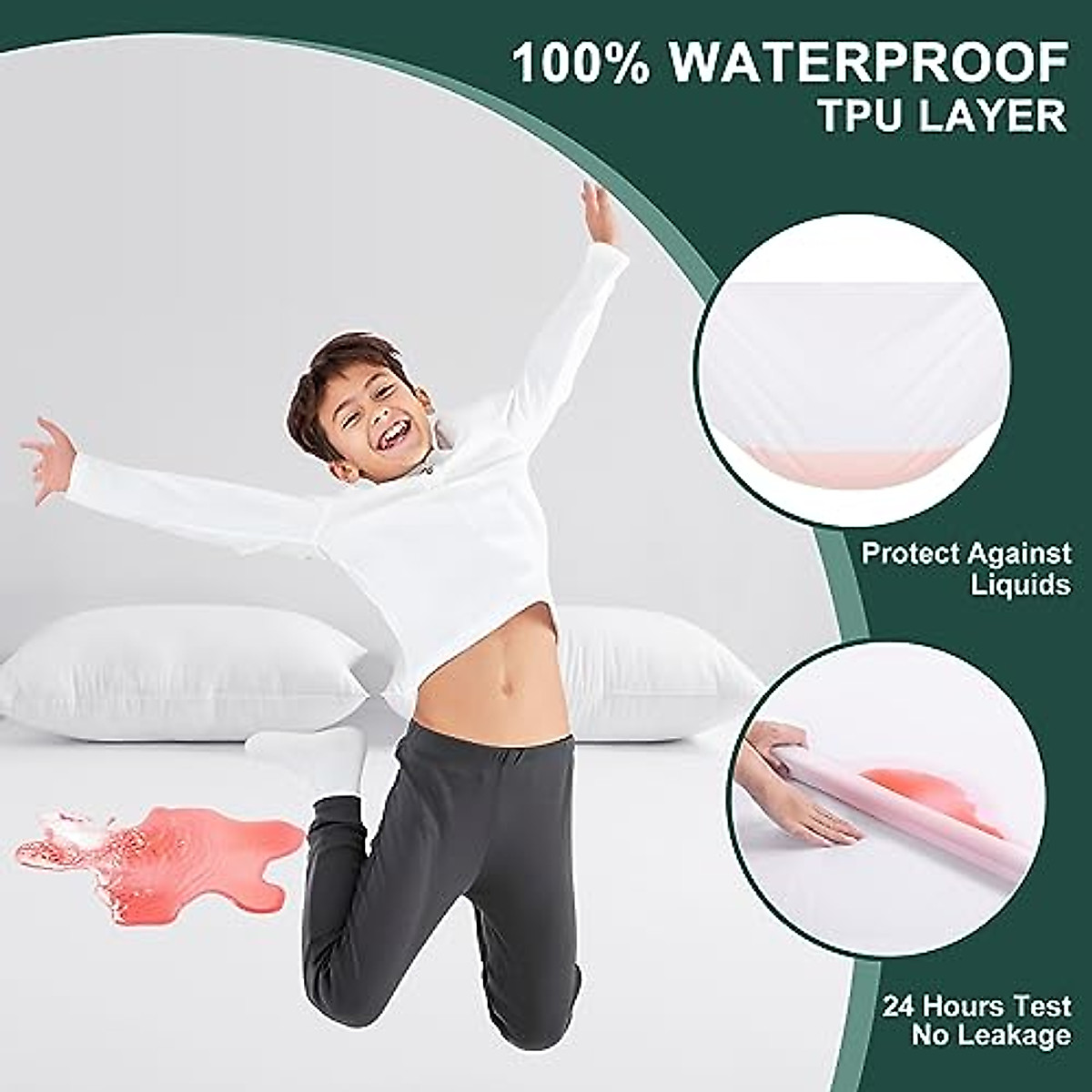 Waterproof Mattress Protector Cal King Size - Breathable Fitted Water Proof Washable California King Bed Mattress Cover Deep Pocket 6-16in