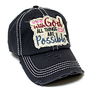 Women's Christian Ballcap with God All Things are Possible Faith Patch Embroidery Monogram Hat, Black