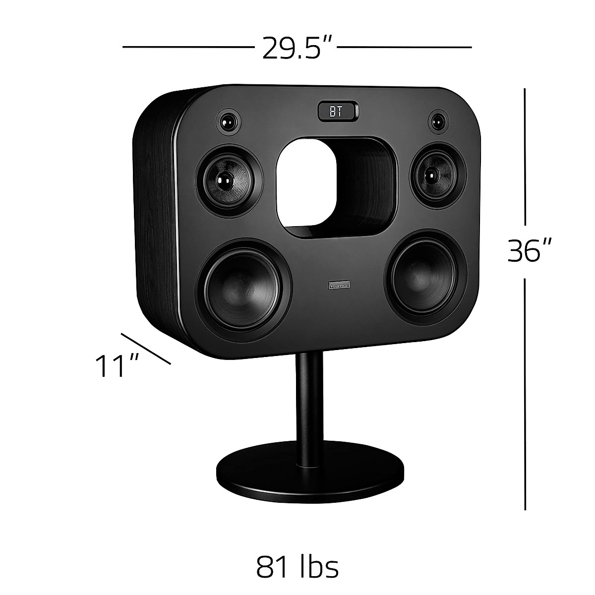 Fluance Fi70 Three-Way Wireless High Fidelity Music System with Powerful Amplifier & Dual 8" Subwoofers (Black Ash)