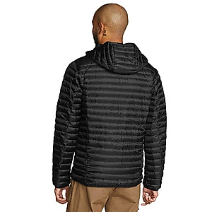 Eddie Bauer Men's Microlight Down Hooded Jacket, Black, Medium