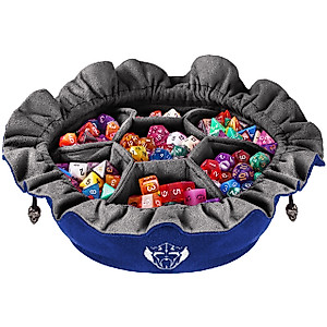 CardKingPro Immense Dice Bags with Pockets - Blue - Capacity 150+ Dice - Great for Dice Hoarders [Patented Design]