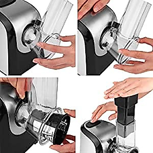 Electric Cheese Grater, Professional Salad Maker with 5 Stainless Steel Rotary Blades and One-Touch Control, 150W Electric Slicer Shredder Grater Vegetable Cutter for Fruit, Vegetables, Cheeses