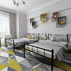 Mavesmog Twin Bed Frames 14 inch Metal Platform Mattress Foundation Twin Size Bed Frame with Headboard Footboard for Kids, No Box Spring Needed, Under Bed Storage, Easy Assembly Black