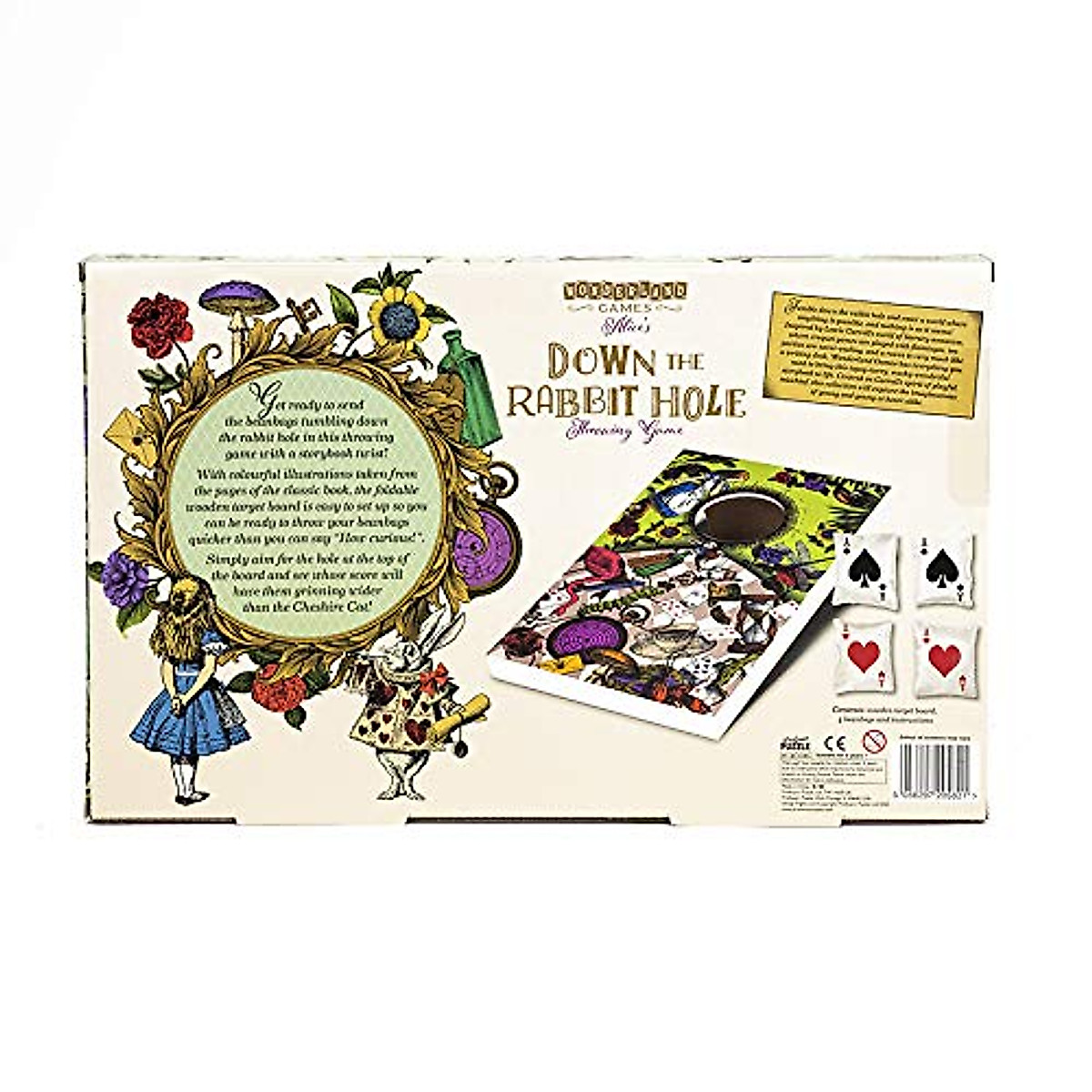 Professor PUZZLE Down The Rabbit Hole - Alice in Wonderland Themed Corn Hole Game/Bean Bag Toss Game