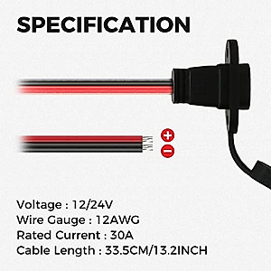 MOOTVGOO 2 Pack 12AWG SAE Connectors, Weatherproof Solar SAE Socket Sidewall Port, SAE to SAE 2 Pin Quick Disconnect Panel Extension Cable (Without SAE Plug) for Solar Generator Battery Charger