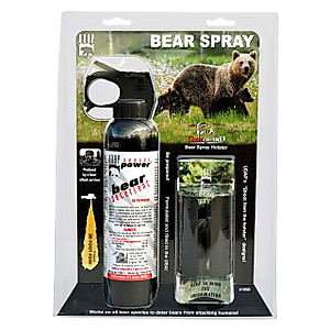 UDAP Pepper Power Magnum Bear Spray Self Defense Deterrent with Griz Guard Holster for Camping, Hiking, Fishing, Powerful Blast Pattern, 30 ft Fog Barrier, 15SO, 9.2 oz