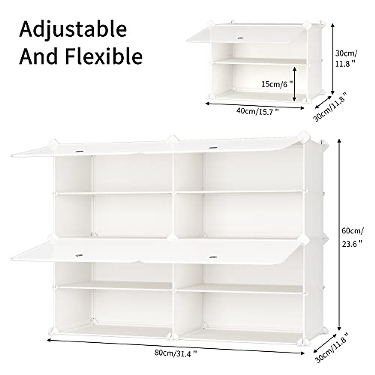 JOISCOPE Shoe Rack, 4 Tier 16 Pairs Shoe Storage Cabinet, Free Standing Shoe Shelf Organizer for Boots Slippers High Heels, for Closet Bedroom Hallway, Entryway