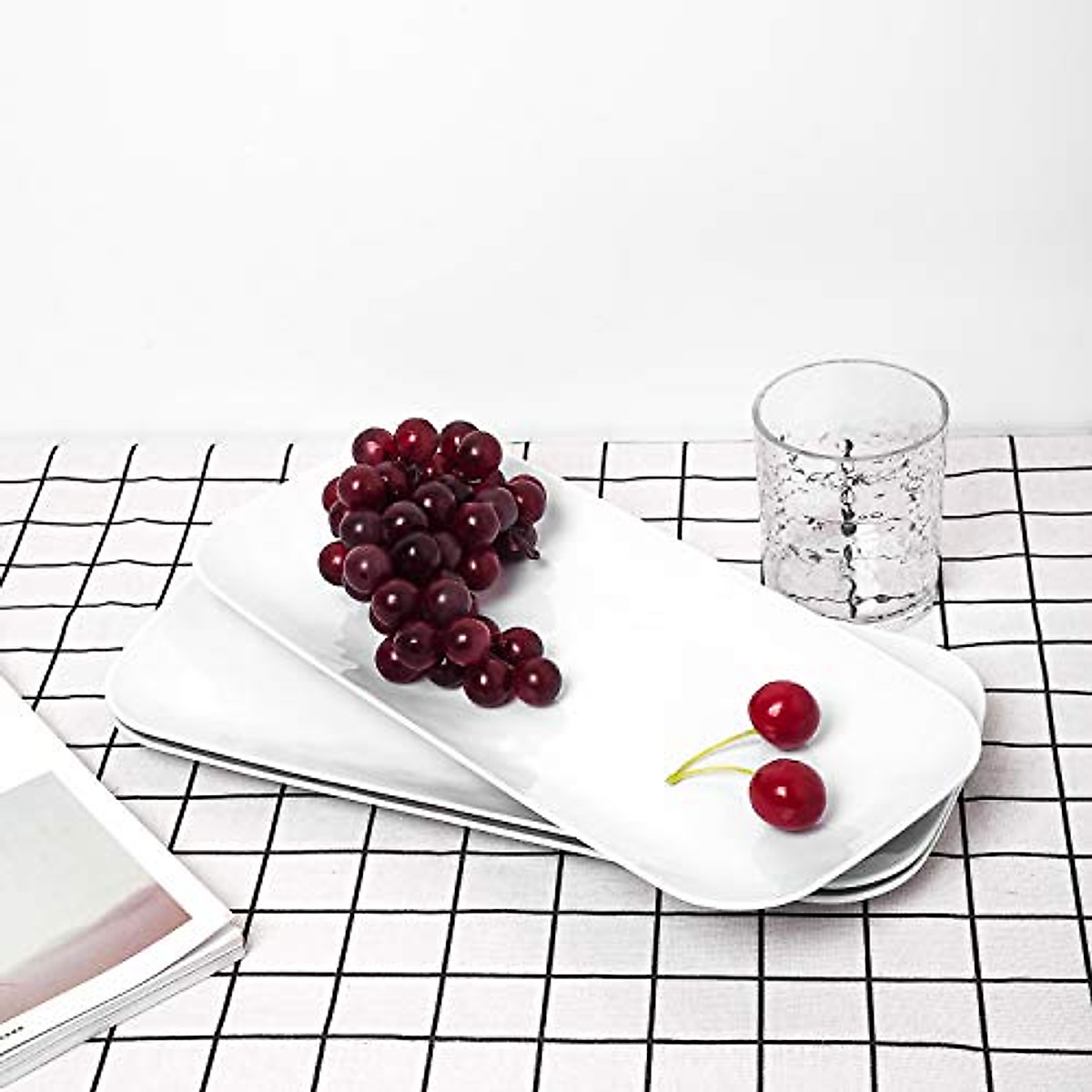 KOXIN-KARLU Melamine Trays, 14.75-inch Serving Trays and Platters, set of 3 White | Hammered Style, 100% Melamine, BPA Free