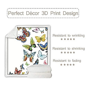 Sleepwish Butterfly Throw Blanket Butterfly Fleece Blankets and Throws for Kids Girls Adults Women Vintage Butterflies Plush Blankets Soft Fuzzy Novelty Sherpa Blanket Butterfly Gifts (50 x 60 Inch)