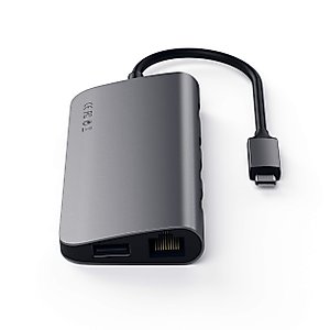 Satechi Type-C Multimedia Adapter with 4K HDMI, Mini DP, USB-C PD, Gigabit Ethernet, USB 3.0, Micro/SD Card Slots - for M2/ M1 MacBook Pro, M2/ M1 MacBook Air (Space Gray)