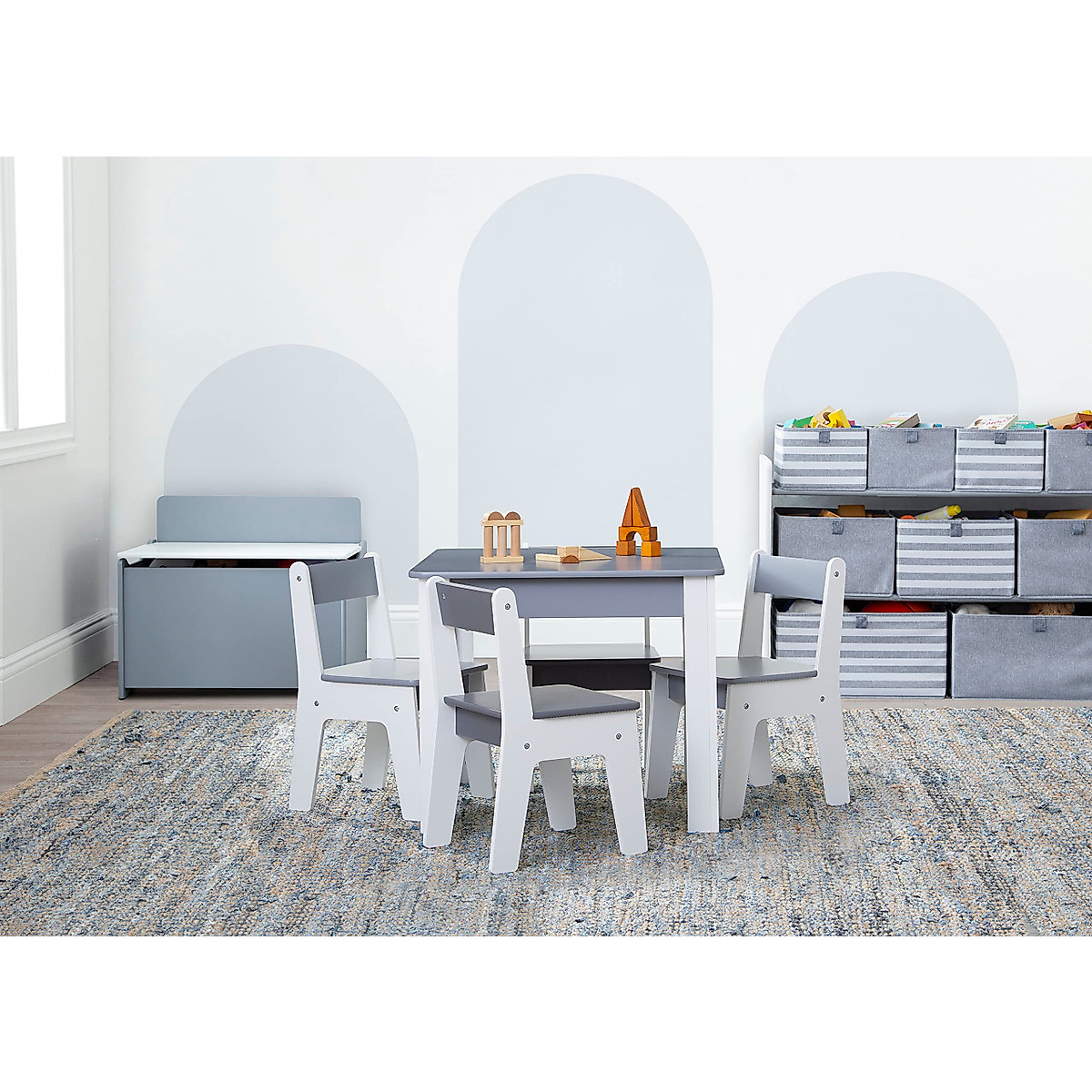 GAP GapKids Table and 4 Chair Set - Greenguard Gold Certified, Grey/White