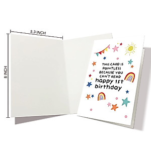 Nchigedy Cute Baby 1st Birthday Card - Happy First Birthday Card for Boy or Girl