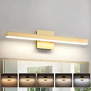 Joossnwell Gold Vanity Lights for Bathroom 24" Inch Dimmable 5CCT Modern Bath Vanity Lighting Fixtures Over Mirror LED Bathroom Wall Sconces Light 18W