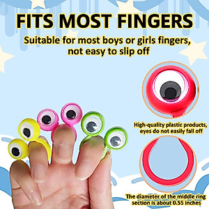 100 PCS Eye Finger Puppets Toys Set, Wiggly Eyeball Finger Puppet Eye On Rings for Kids, Party Favors for Boys Girls