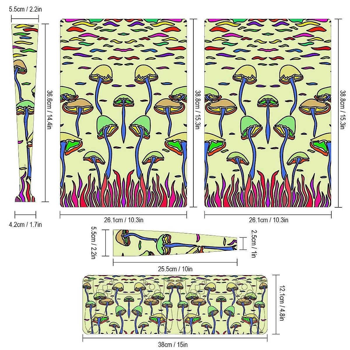 Abstract Magic Mushrooms Full Protective Skin Cover Design Wrap Decal Sticker Compatible with PS5 Digital Edition Console and Controller