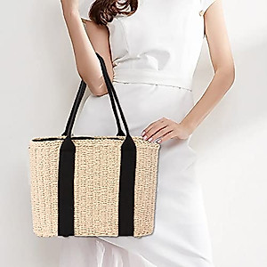 Ynport Women Large Straw Tote Bag Summer Beach Handles Handbag Handwoven Hobo Shoulder Bags Purse for Travel Shopping