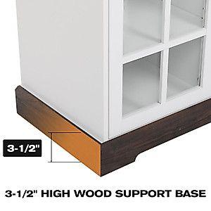 HolliWill White TV Stand, Entertainment Center for 65 inch TV, 58" Modern Farmhouse TV Stand with Glass Door, Tall TV Console or Storage Cabinet for Living Room,White&Brown