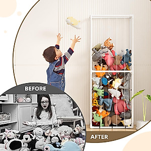 Glaf Stuffed Animal Storage Toy Organizer Corner Plush Zoo Toys Holder Large Standing Kids Shelf with Adjustable Length Elastic Band for Toddler Boys Girls for Bedroom Nursery Play Room