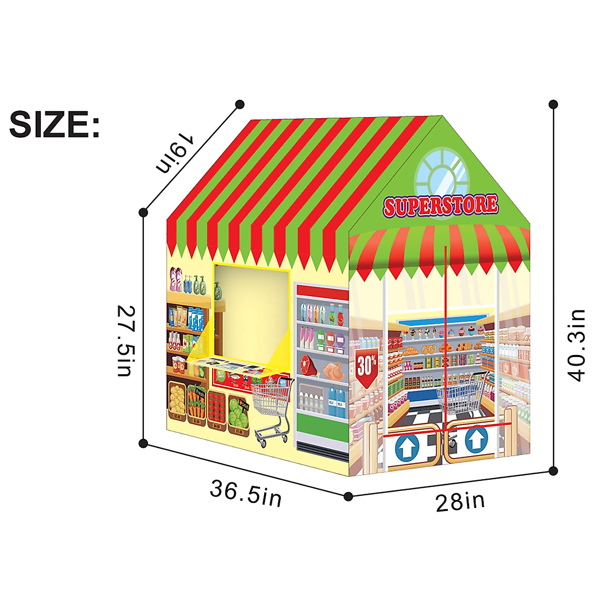 Kiddie Play Supermarket Playhouse Kids Play Tent for Boys & Girls Indoor Outdoor Toy