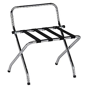 KB Designs - Folding Suitcase Luggage Rack with Support Bar, Chrome