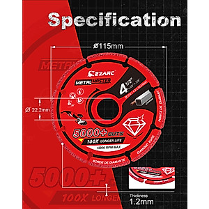 EZARC 4 1/2 Cut Off Wheels, Carbide Cutting Wheel, Angle Grinder Cutting Disc on Wood & Nails, Plaster, Plastics, 1Pack